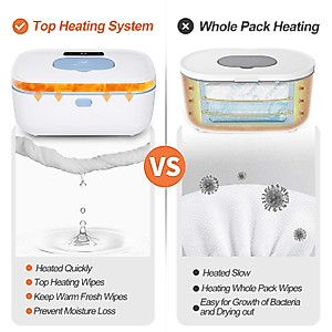 Wipe Warmer,Baby Wipe Warmer - Wet Wipe Warmer Baby is Super Fast Top Heating System with Constant Temperature, LED Display Shows Precise Temperature（White Blue）