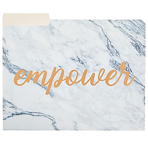 12 Pack Marble Decorative File Folders, Letter Size for Women, Cute Rose Gold with 1/3 Cut Tabs for Women, 6 Inspirational Designs (9.5 x 11.5 in)