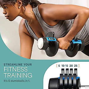 LifePro Adjustable Dumbbell Set – 5-25 lb Dumbbells Set of 2, Quick Change Rotating Hand Weights for Women//Men at Home Gym Weight System - 5-25 Pound, Ideal for Home Strength Training