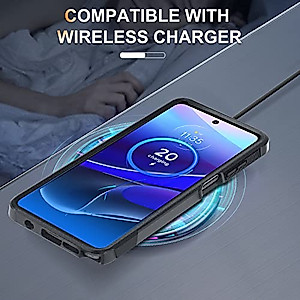 Motorola Moto G Stylus 5G 2022 Case with Tempered Glass Screen Protector,Heavy Duty Rugged Shockproof Full Body Protective Phone Cover,Black Matte