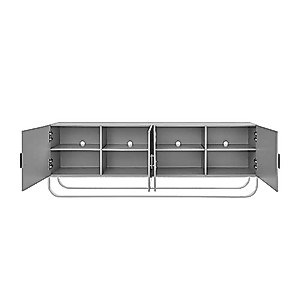 Reyansh 4 Door Sideboard with Chrome Base, Grey