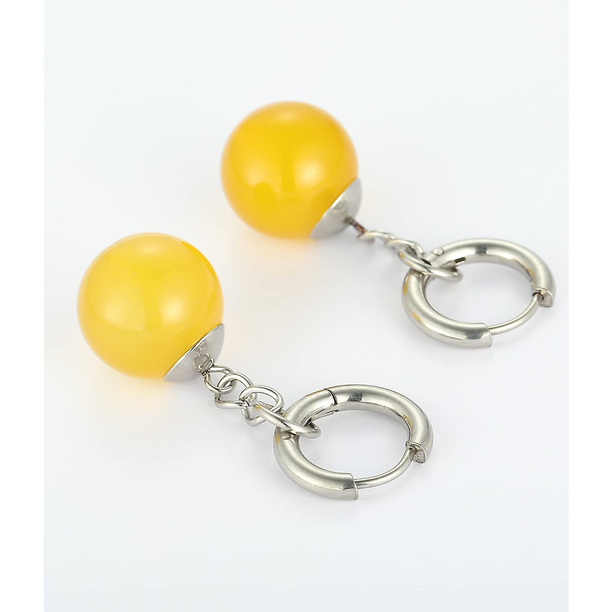 TOKYO HARVEST Natural Gemstone Agate and Stainless Steel Earrings Hypoallergenic & Nickel Free Jewelry (Yellow)