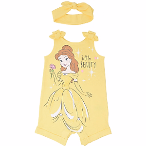 Disney Princess Belle Toddler Girls Sleeveless Romper & Headband Belle 4T