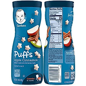 Gerber Graduates Puffs Cereal Snack, Variety (Blueberry, Apple Cinnamon, Vanilla, Strawberry Apple)1.48 Oz,(Pack -4)