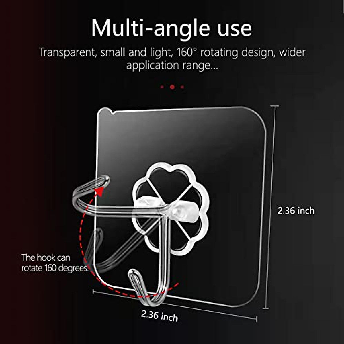 GEAYAZE Adhesive Hooks, 12 Pcs Transparent Removable Small Sticky Hooks, Heavy Duty Adhesive Wall Hooks 10 lbs