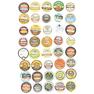 Perfect Samplers Coffee, Tea, Cider,Cappuccino For Keurig K Cups Brewers, Mix 40 Count
