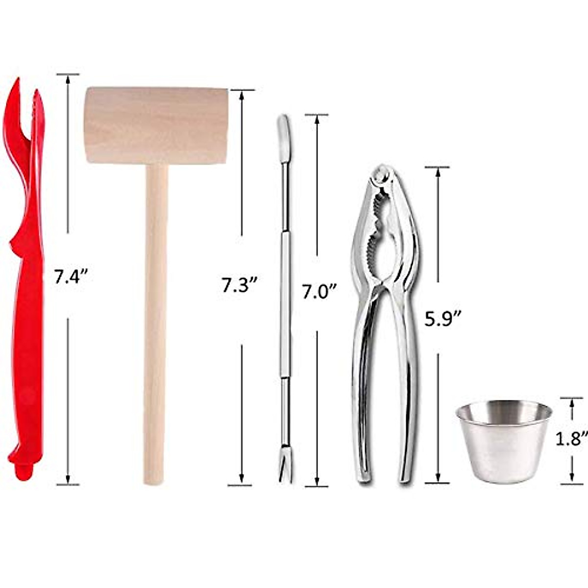 Artcome 22 Piece Seafood Tools Set for 4 People including 4 Lobster Crab Crackers 4 Lobster Shellers 6 Seafood Forks 4 Sauce Cups and 4 Lobster Crab Mallets