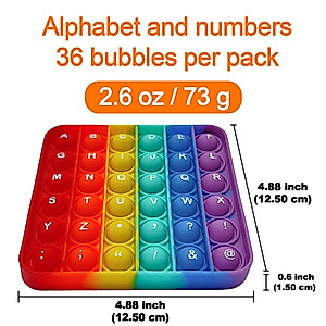 Alphabet Pop Fidget Toy Letters ABC Numbers Learning and Educational Toys Square Sensory Toys Popper Games Gifts for Kids ADHD Autism 2 Packs Double Side(Alphabet Numbers and Uppercase Lowercase)