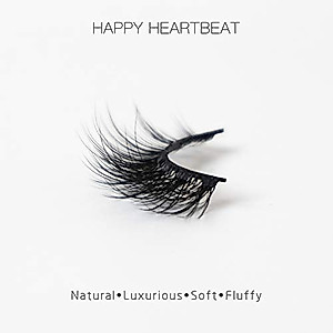 Happy Heartbeat 3D False Eyelashes Spiky Manga Wispy Natural Cat-Eye Fluffy Soft Faux Mink lashes Reusable Short Lashes 10 Pairs(H2)
