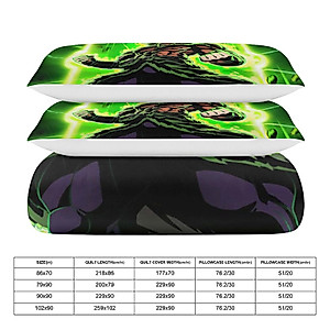 ggtg Saiyajin Broly 3-Piece Bedding Set Soft Microfiber Sheet & Pillowcase Sets Full Size Sheet Set 79"x90"