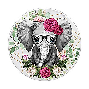Elephant Sunflower Rose - Cute Elephant Animal Love PopSockets Grip and Stand for Phones and Tablets
