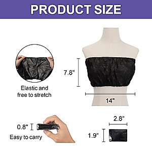 JUNFAN 50 Pack Womens Disposable Vacation Bra Strapless Underwear Individually Wrapped General Size for Beauty Salon, SPA, Spray Tanning Black