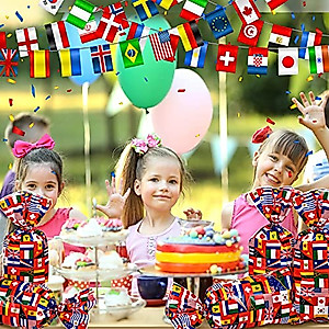 100 Pcs International Flag Candy Party Bags World Country Flags Treat Bags Patriotic Cellophane Bags Travel Goodie Bags for Soccer Sports Beer Festival Events Celebration School Party Decorations