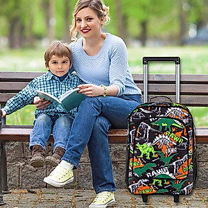 Kids Luggage for Boys, Dinosaur Rolling Travel Carry on Suitcase for Toddler Children with Wheels