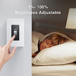 ORVIBO Matter Smart Touchscreen Dimmer Switch, 2.4GHz WiFi Dimmer Light Switch with Home Talk | Voice Control | Works with Alexa & Google Home | Timer & Schedule | Single Pole | Neutral Wire Required