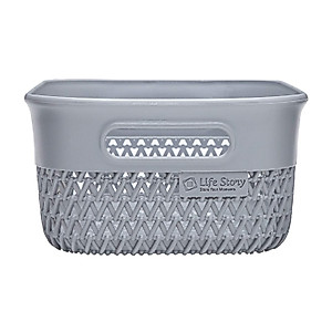 Life Story Lightweight Heavy Duty Storage Trendy Portable Woven Basket 4 Quarts, Grey (14 Pack)