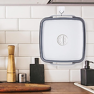 Goderewild 2.4 Gal(9L) Collapsible Dish Basin with Drain Plug, Space Saving Outdoor Multiuse Foldable Sink Tub, Dishpan, Kitchen Storage Tray for Camping, Vegetable Washing, RV