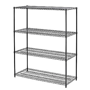 Alera All-Purpose Wire Shelving Starter Kit, Four-Shelf, 60w x 24d x 72h, Black Anthracite Plus