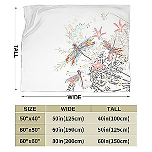 Futtspai Dragonfly Gifts for Women,Dragonfly Gifts,Dragonfly Blanket,Throw Blanket for Couch,Dragonfly Gifts Dragonfly Decor,Comfortable Flannel Warm Winter Blanket for Sofa Sofa Bed,60x80in