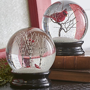 Winter Snow Globe by RAZ Imports: 4.5 Inch Cardinal Snow Globe (Birch Trees)