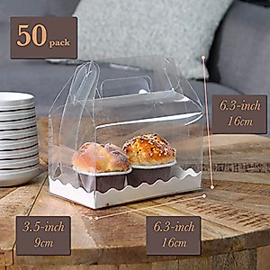 Spec101 Clear Gable Boxes for Party Favors - 50pk 3.5x6.3in Clear Gift Boxes with Handles for Bakery and Birthday Party