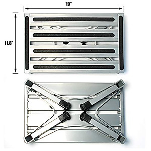 GOGOOD Aluminum Folding Platform Steps RV Step Stool with Anti-Slip Surface & Rubber Feet for Motorhome, Trailer, SUV, Also for Kitchen & Office, 440LB Capacity