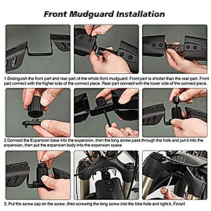 TAGVO Bike Fender Set, 3 Parts-Universal Full Cover Thicken Widen Bicycle Mudguard Set Mountain Bike Front and Rear Mud Guard Portable Adjustable Bike Fender Mudflap for MTB Mountain Road Bike