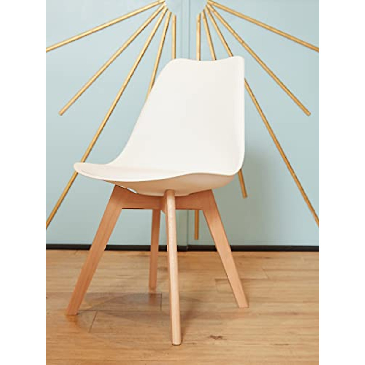 +gardenlife | Tulip Nordic Chair Design Armless Dining Plastic Chair | Set of 4 | White