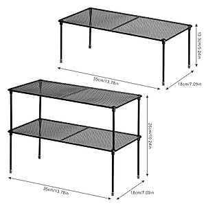 ASTOTSELL 2-Pack Kitchen Cupboard Shelf Organizer for Cabinet, Expandable & Stackable Counter Cupboard Organiser, Storage Rack for Bathroom, Kitchen, Laundry Room