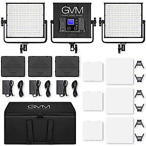 GVM RGB Video Lights with APP Control, 50W Full Color Studio Video Lighting Kit, Led Video Lights for YouTube Photography Lighting, 3 Packs Led Light Panel, Aluminum Alloy Shell, 3200K-5600K