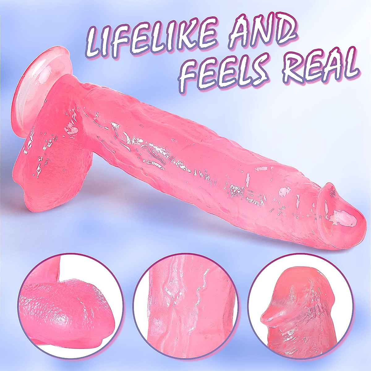 Huge Dildo Sex Toys for Women-Realistic Big Thick Dildo with Strong Suction Cup, Sex Toy Dildos with 11.8 Inch Big Adult Toys, Adult Sex Toy for Male&Female Couples, Anal Butt Plug Pink Rose Dildos