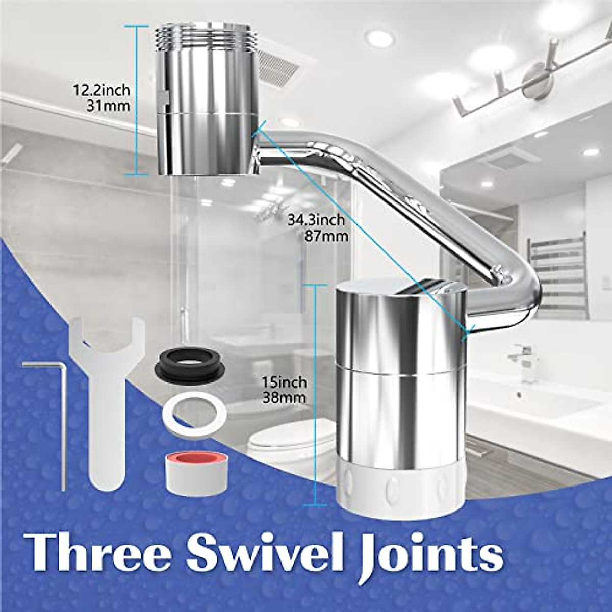 Faucet Extender, 1080° Swivel Robotic Arm Faucet Aerator Rotatable Multifunctional Extension Faucet, Large-Angle Ratating Universal Splash Faucet Attachment Adapter for Bathroom Kitchen Sink