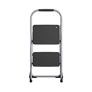 COSCO 11308PBL1E Two Step Big Step Folding Step Stool with Rubber Hand Grip, Gray