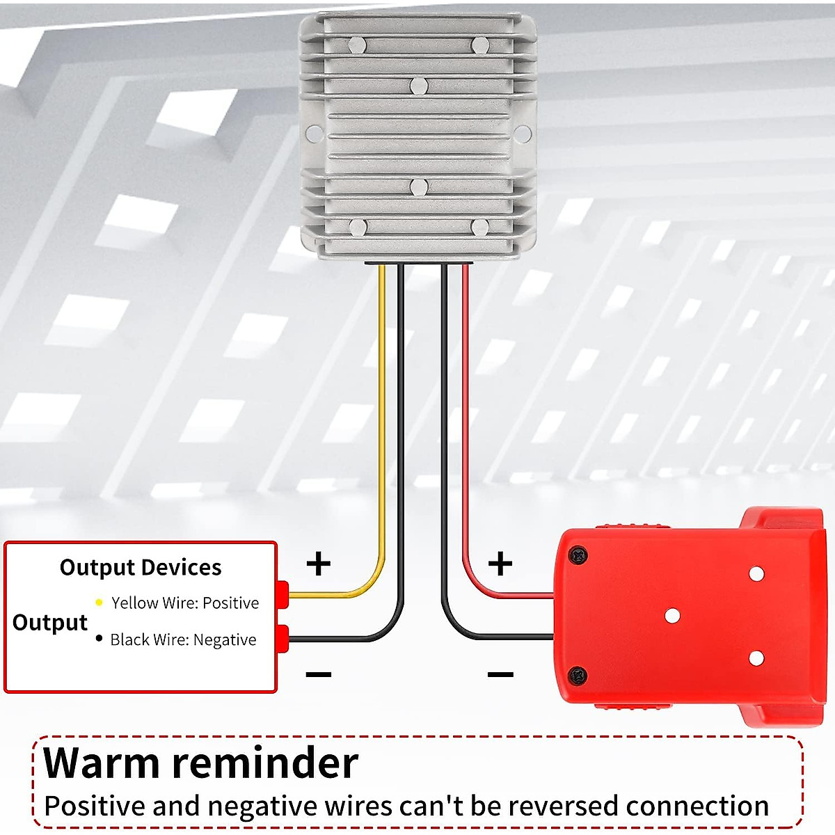 18V to 12V Step Down Converter Aadpter Compatible with Milwaukee M18 Batteries, DC 12 Voltage Battery Power Adapter, 15A 180W Buck Converter Regulator