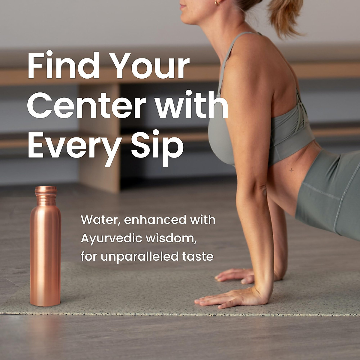 Otiem 34oz Pure Copper Water Bottle for Drinking – Large Handcrafted Ayurvedic Copper Water Bottle, Leak Proof Lid – Smooth Finish Copper Bottle Water Vessel – 100 Copper Drinking Water Bottle 34 Oz