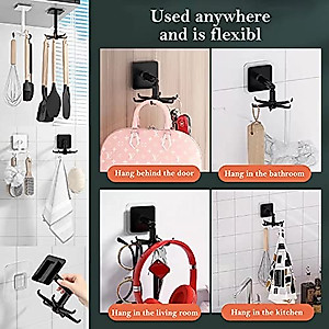 IYSOJSLUNN Heavy Duty Kitchen 360 ° Utensil Holder Hooks, Adhesive Towel Hook, 360 Degrees Rotating Folding Wall Hangers Racks with 6 Hooks for Keys Home Kitchen Bathroom Office