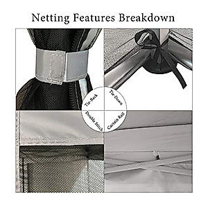 Curtain Style Canopy Screen Netting Walls Only with 4 Side Zipper for Universal 10x10 Pop Up Canopy Tent or Gazebo (Fit Our 12X12 Overhang style Outdoor Gazebo), Grey