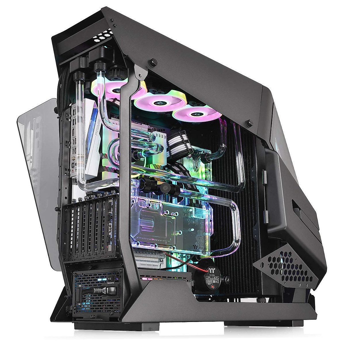 Thermaltake AH T600 Helicopter Styled Open Frame Tempered Glass Swing Door E-ATX Full Tower Case CA-1Q4-00M1WN-00