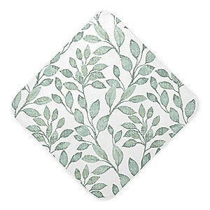Green Spring Leaves Hooded Baby Towel Vintage Herb Baby Bath Towel Unisex Soft Organic Cotton Washcloths Toddlers Shower Gifts for Boys Girls Newborn 30 x 30 in