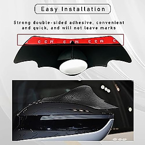 Kewucn 2PCS Bat Shaped Car Mirror Blind Spot Mirror Rain Cover, Carbon Fiber Rear View Side Mirror Rain Eyebrow, Universal 2 In 1 Functional Mirror Rain Protector for Car SUV Truck (Black)