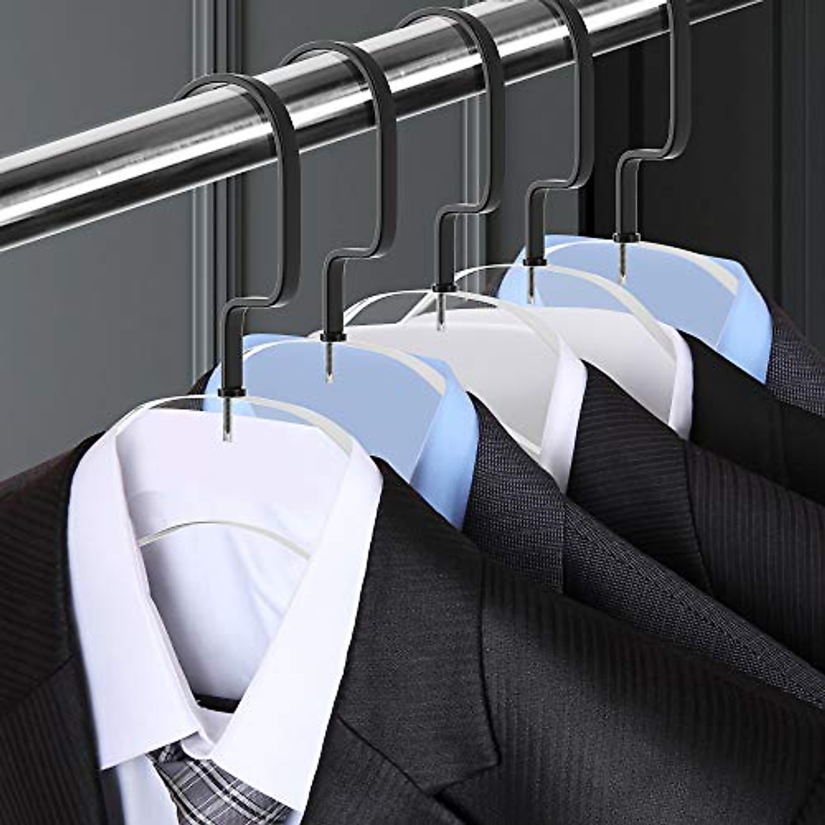 Elavain Acrylic Hanger | Sleek, Modern Clothes Hanger with Black Hook | High End Closest Organizer Space Saving Hangers for Shirts, Jackets, Sweaters, Tops & More | 10 Pack