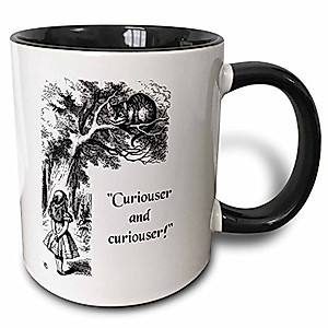 3dRose curio user-Alice in Wonderland Lewis Carroll quote Two Tone Mug, 11 oz, Black