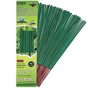 Mosquito Repellent Incense Stick Outdoor 100% Natural 40 Pcs Mosquito Sticks with Natural Lemongrass and Rosemary Oil Non Toxic and DEET Free Made with Plant Based Ingredients