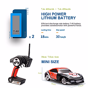TesPower Drift RC Car,1/28 Scale Wltoys K969 2.4GHz 4WD 30KM/H High Speed RC Drift Car RC Sport Racing Car with 2 Battery for Adults Boys Gifts (RTR)