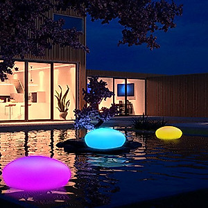 Blibly Solar Garden Lights Outdoor Glow Cobblestone Shape Lamp Garden Decor Light-White & RGB Lights Waterproof Landscape Night Lights for Lawn/Patio/Path