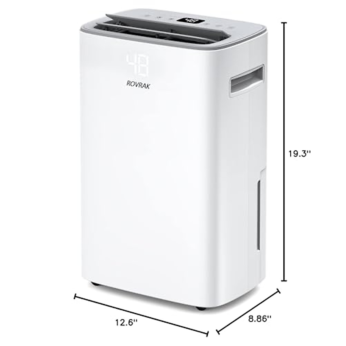 ROVRAK 50 Pint 3500 Sq. Ft. Dehumidifier 3 Modes Adjustable Household Dehumidifier, with Auto or Manual Drainage and 0.66 Gallon Water Tank Capacity for Living Room Wardrobe Garage