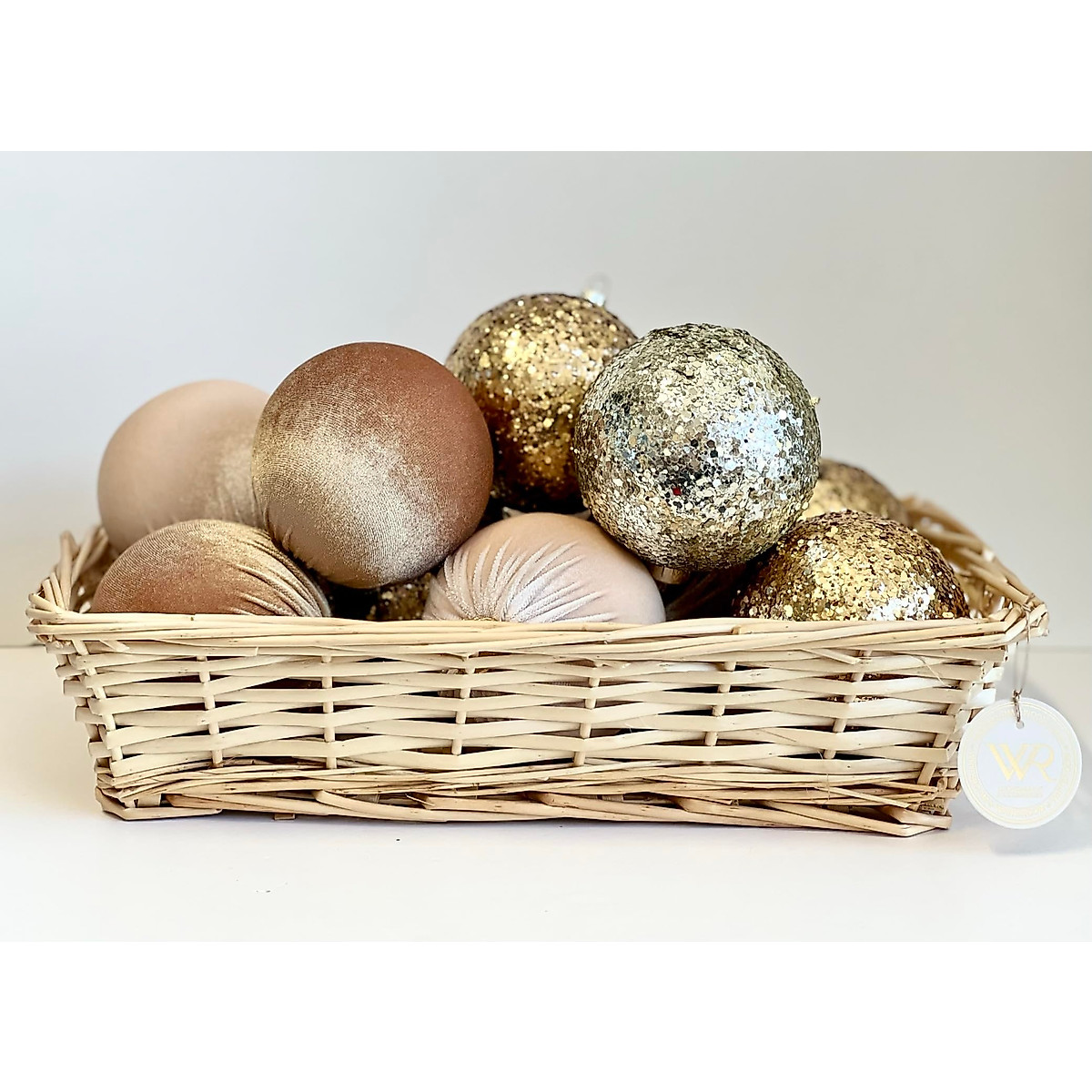 Gold Christmas Handmade Velvet Ornaments, Bulk Christmas Balls, Christmas Tree Bulbs, Glitter Christmas Decorations, Christmas Gift Idea, Set of 12