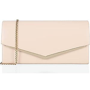 Venoline Women~'s Evening Handbag Vegan Leather Ladies Envelope Clutch Classic Elegant Purse Bags Nude