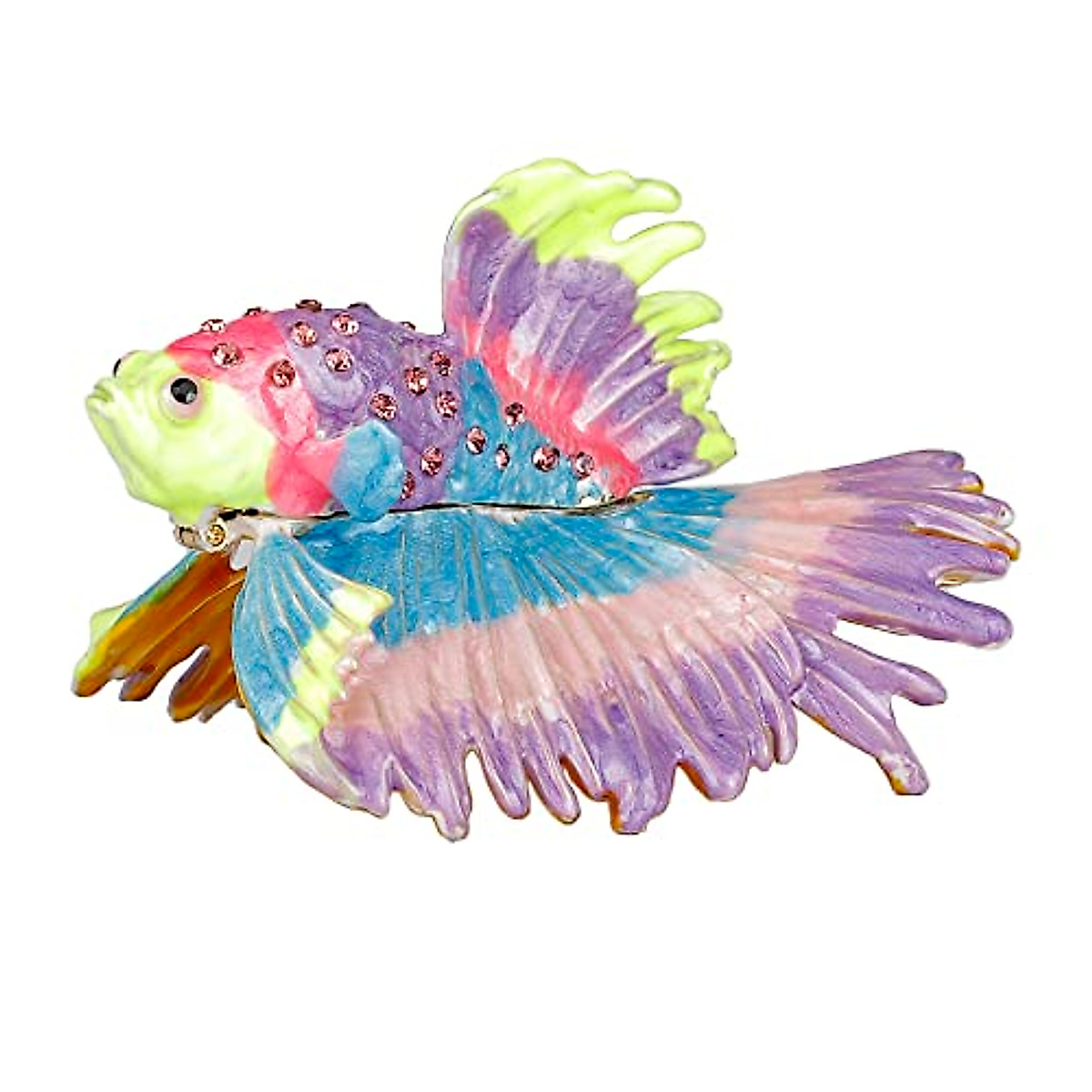 SEVENBEES Tropical Fish Figurines Collectibles Jewelry Boxes Hinged Trinket Box for Women