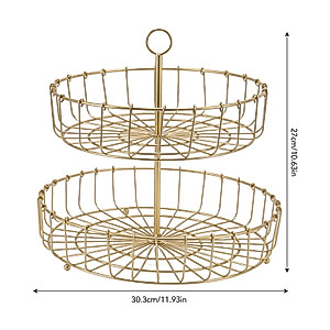 Naroote Fruit Basket Gold Color Nonslip Fruit Basket for Desktop Computer